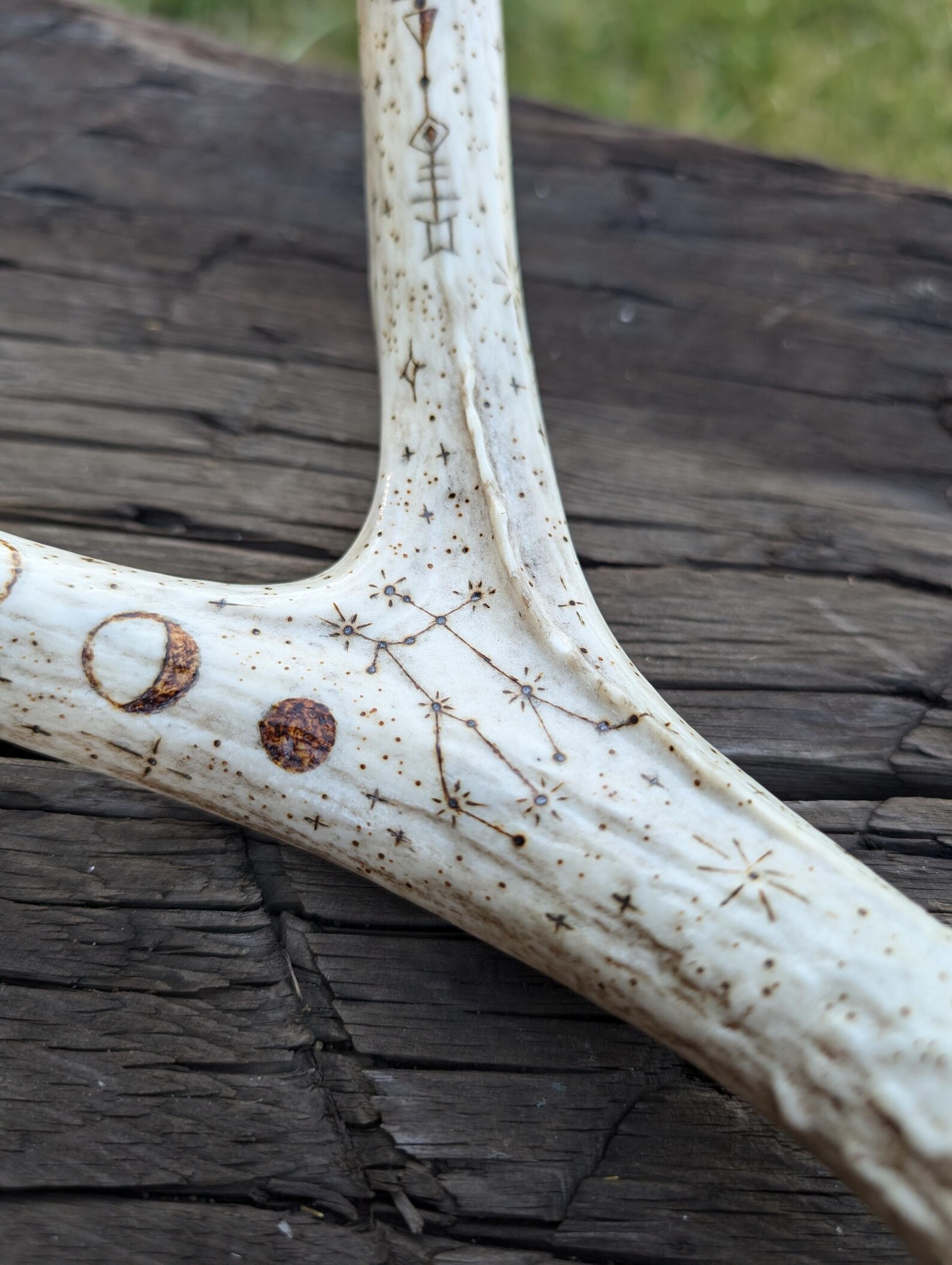 Gemini Themed Hand Engraved Deer Antler - Etsy