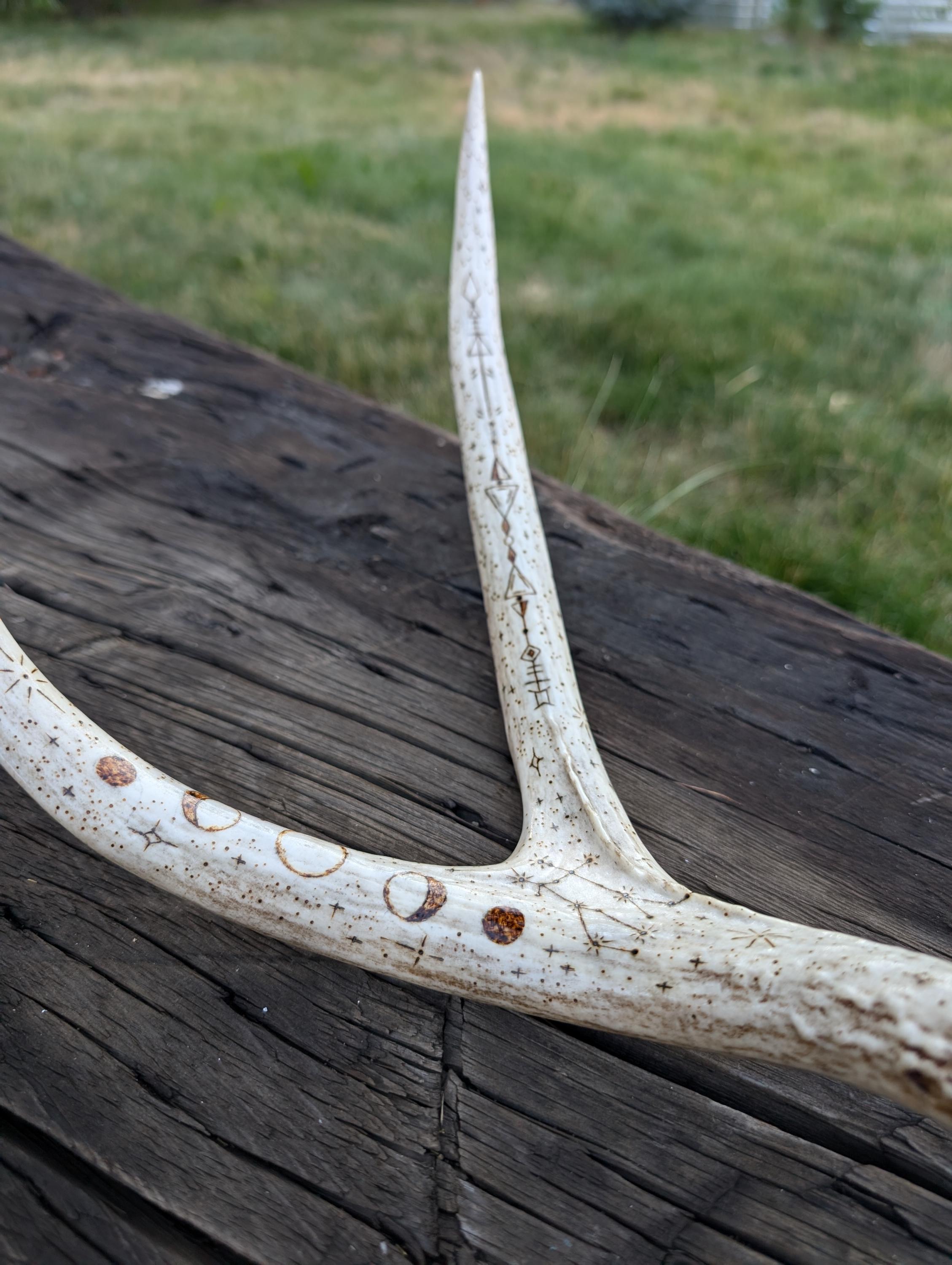 Gemini Themed Hand Engraved Deer Antler - Etsy