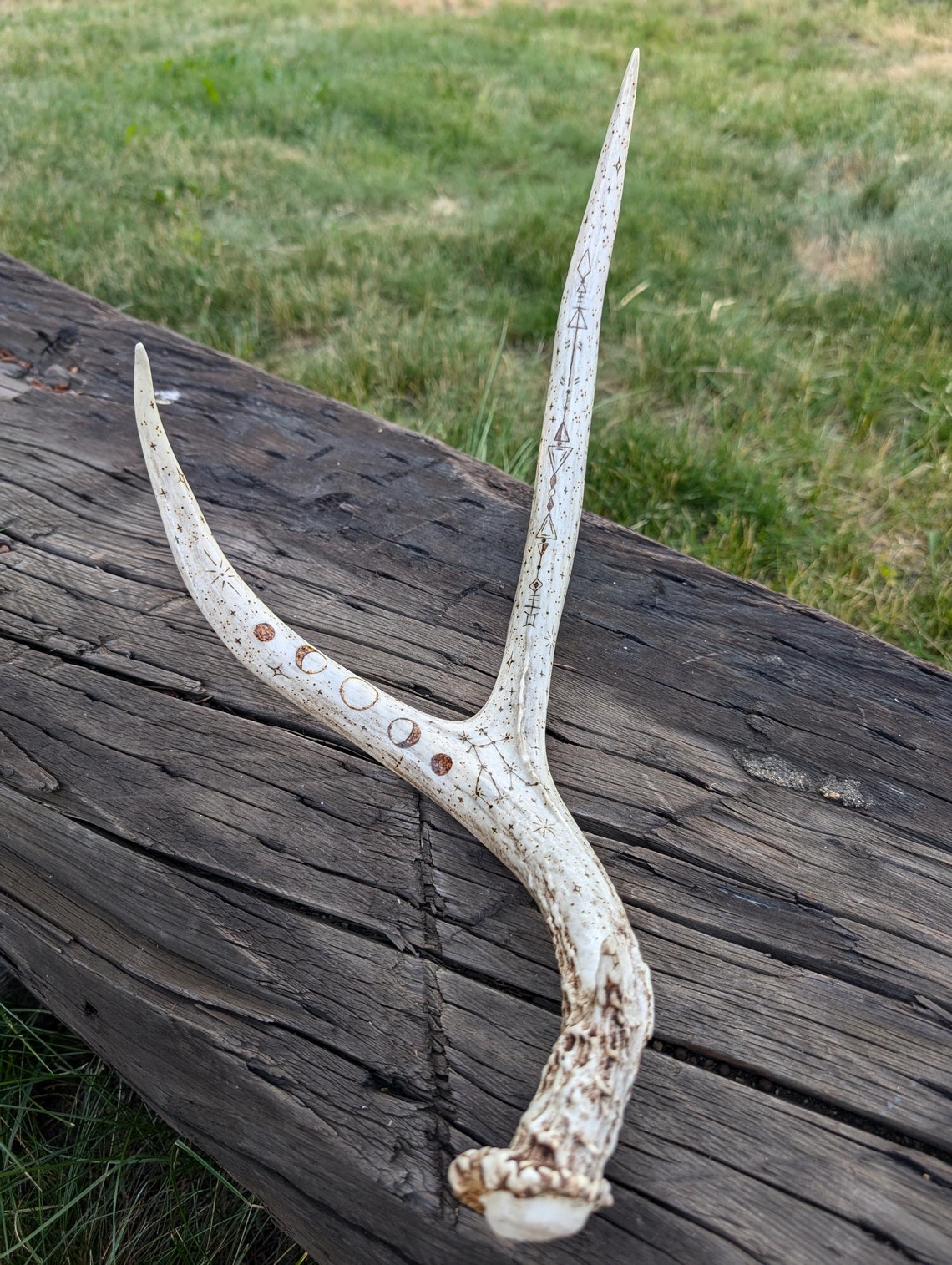 Gemini Themed Hand Engraved Deer Antler - Etsy
