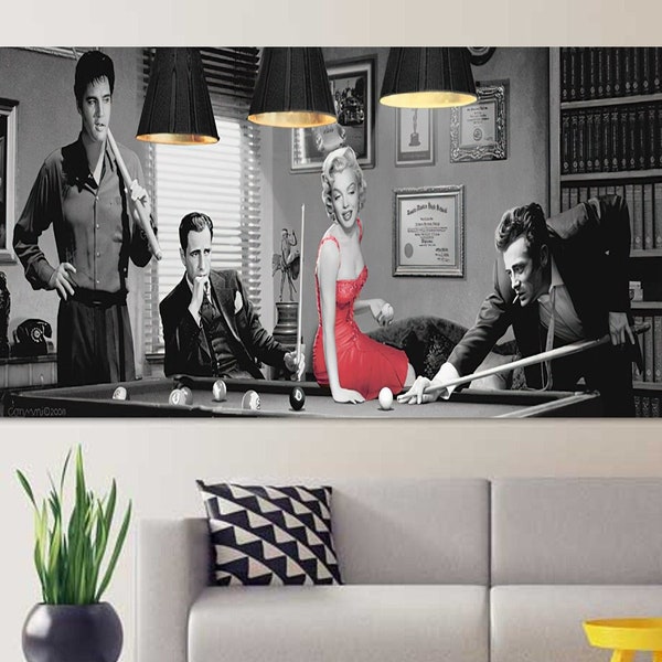 Elvis Presley James Dean Marilyn Monroe Playing Pool - Etsy UK