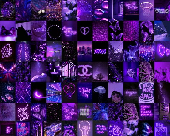 Prints Art & Collectibles | 4x6 Purple Neon Aesthetic Photo Collage ...