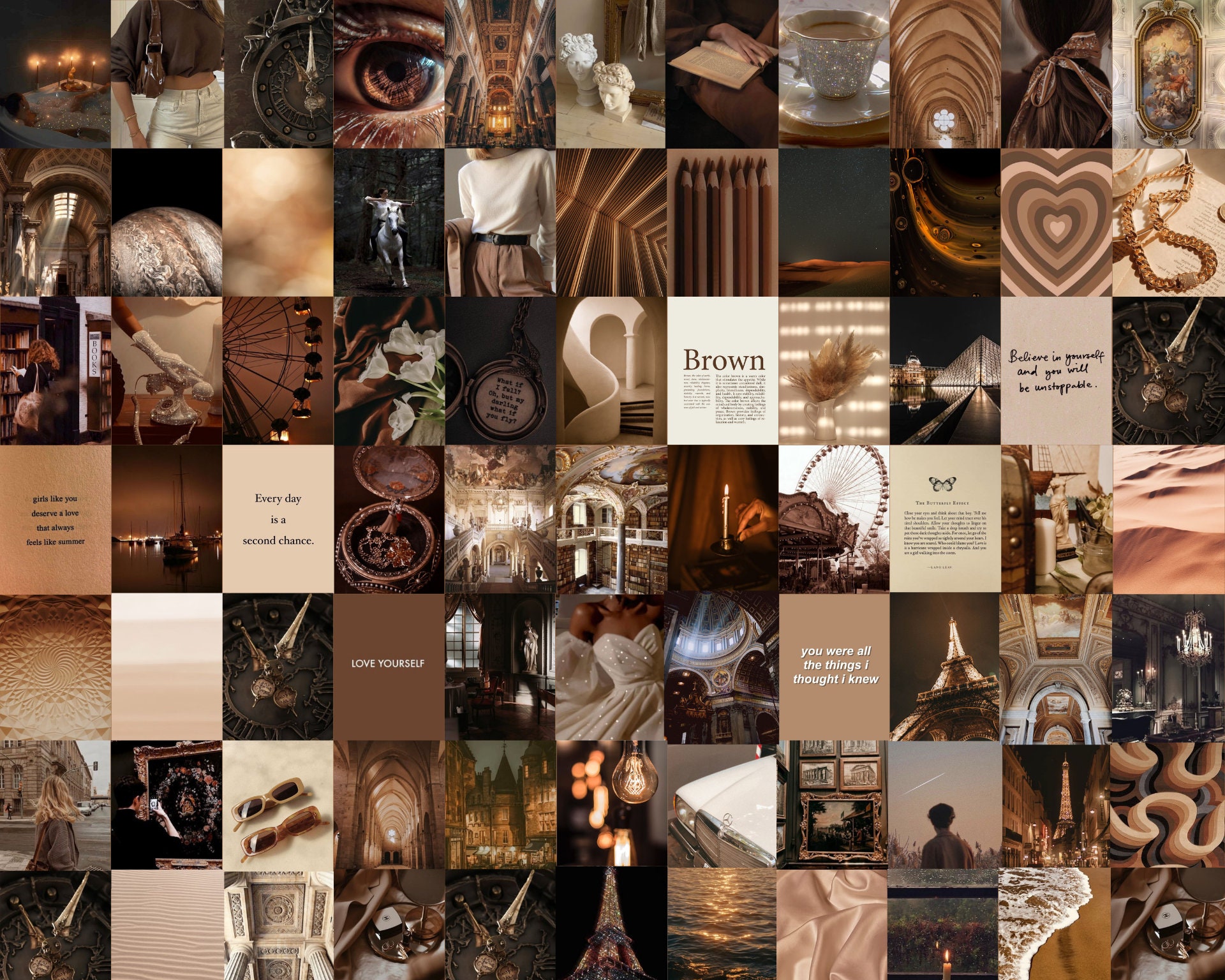 111 PCS Brown Aesthetic Wall Collage Kit Boujee Beige Wall | Etsy India