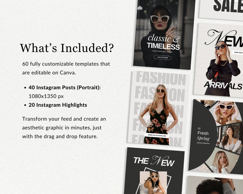 Fashion Instagram Templates: Clothing Brand Canva Designs, Luxury ...