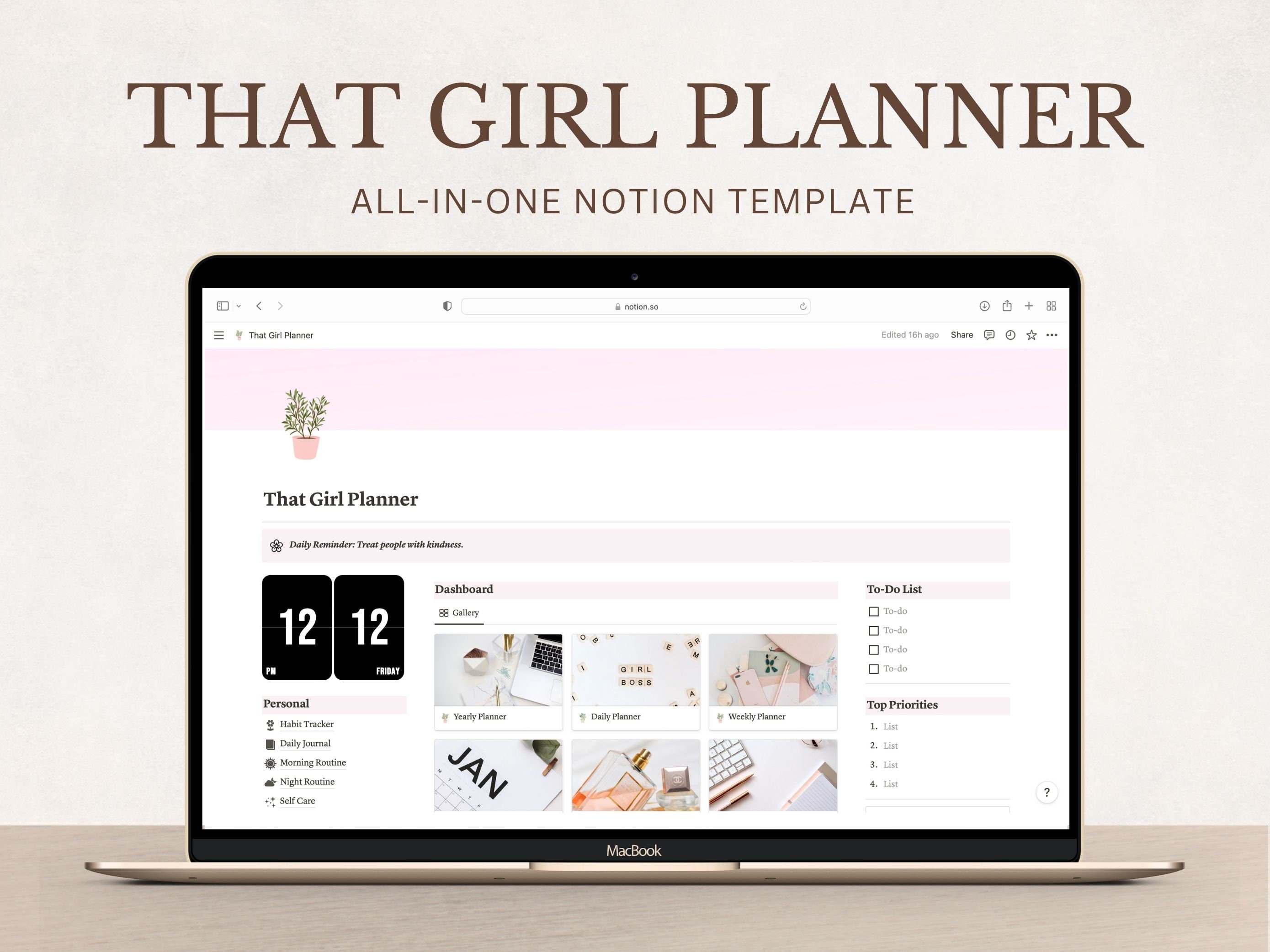 That Girl Notion Template, 2025 Life Planner, All in One Notion ...