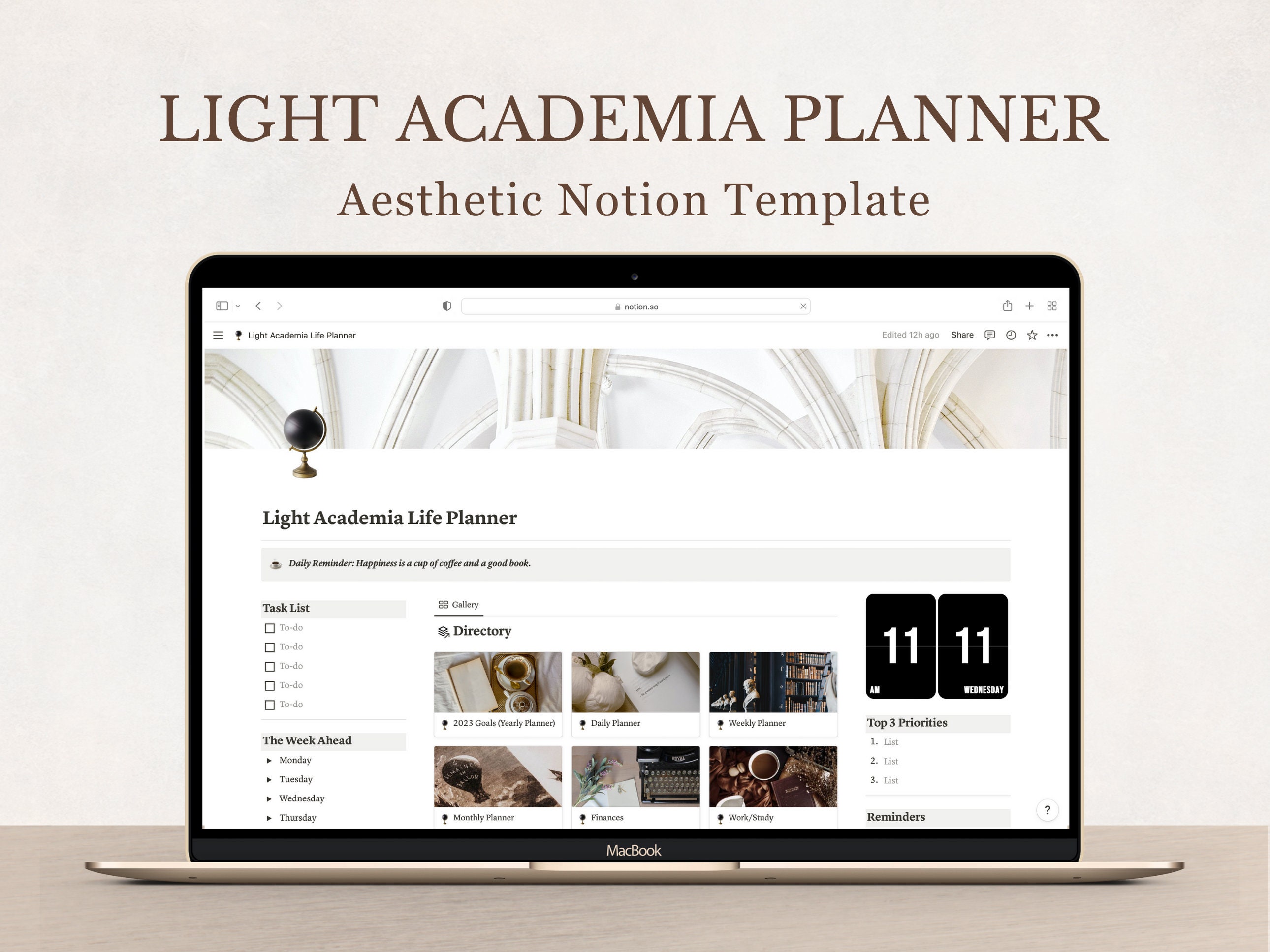 Light Academia Notion Planner, All in One Notion Template, Personal ...
