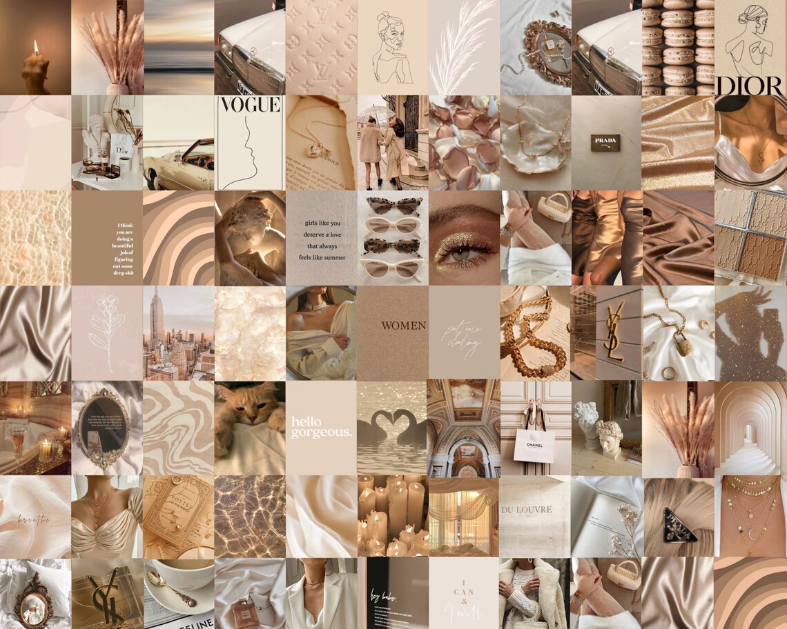 90 PCS Beige Collage Kit Nude Aesthetic Wall Collage Tan | Etsy India