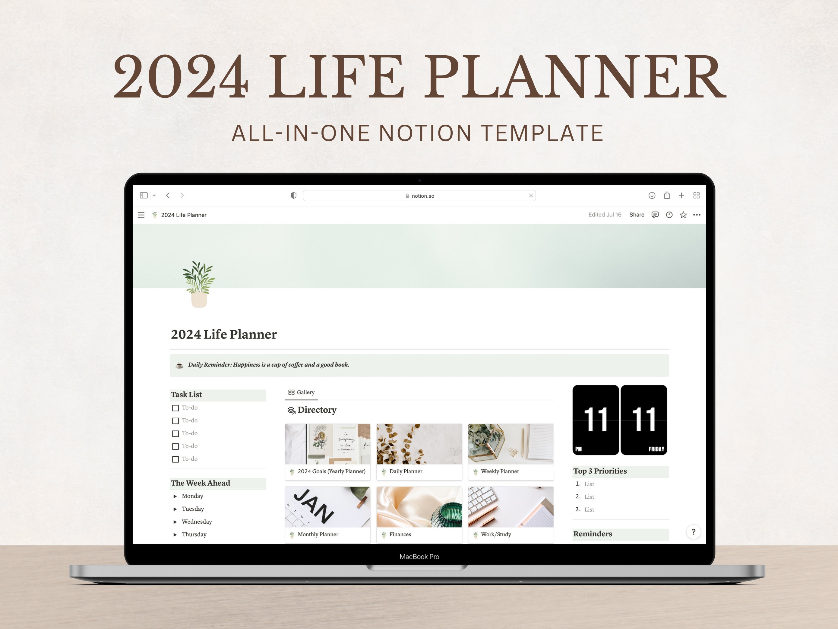 Aesthetic Notion Template, Digital Planner for Daily and Weekly ...