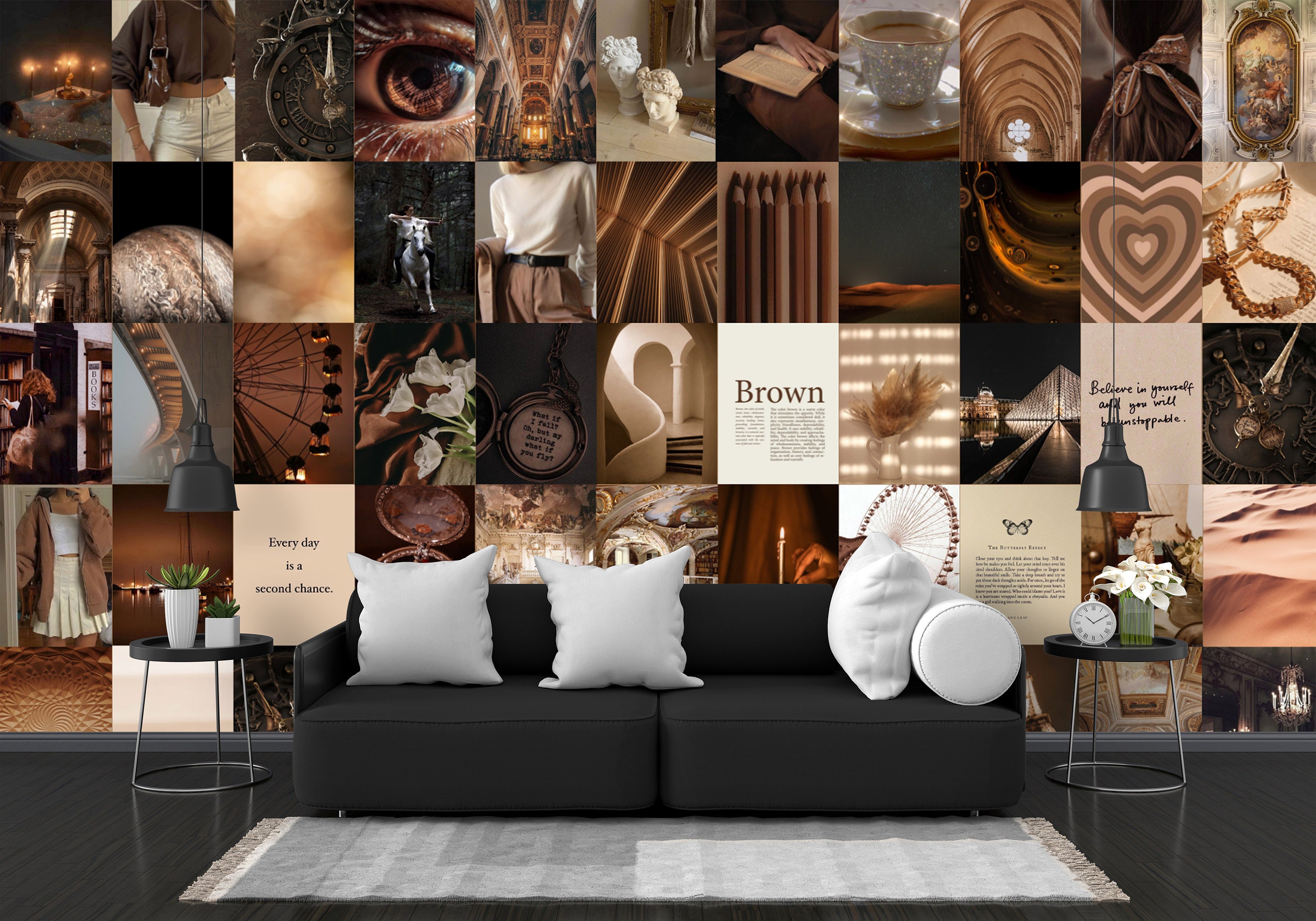 111 PCS Brown Aesthetic Wall Collage Kit Boujee Beige Wall | Etsy India