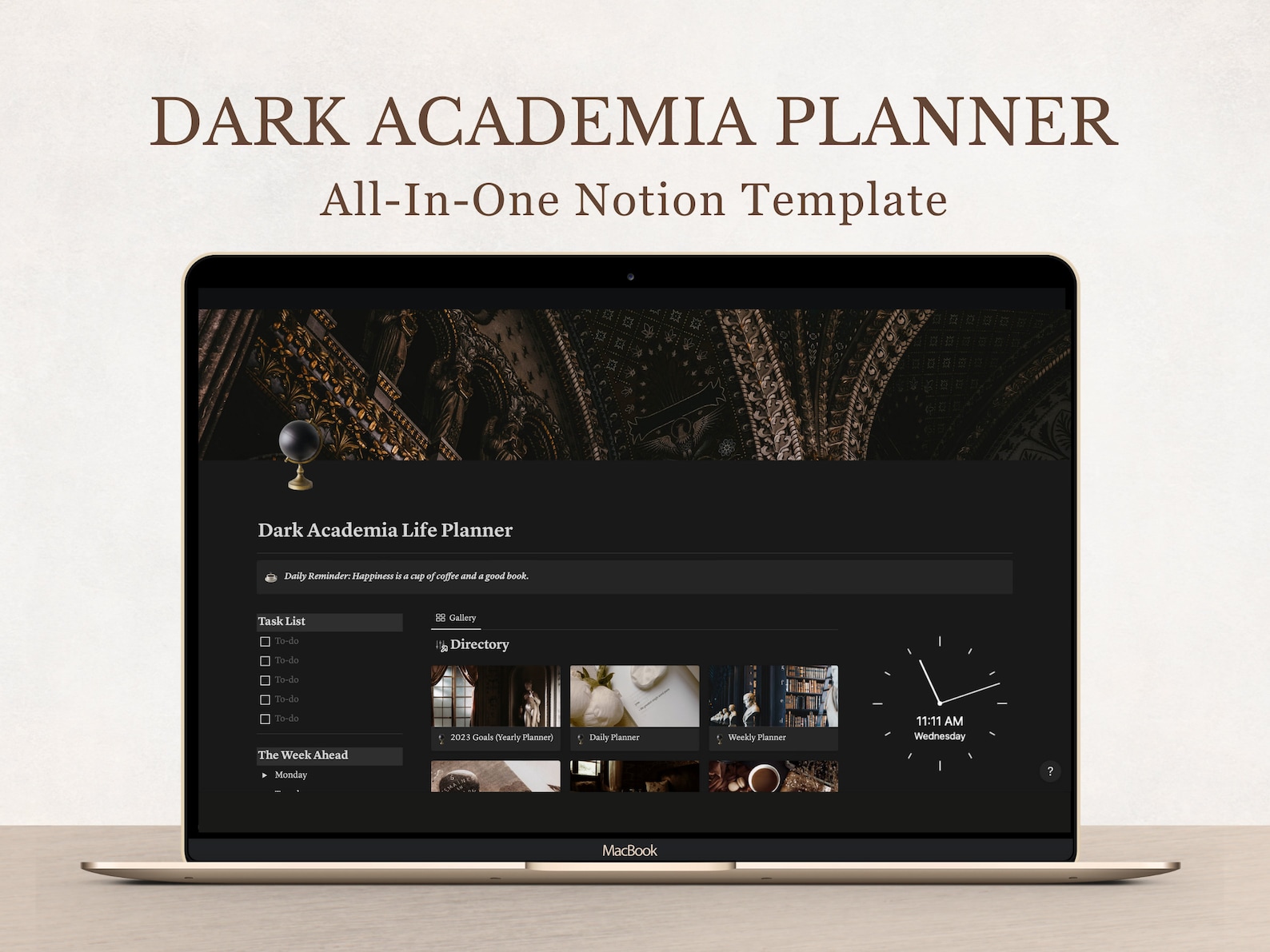Dark Academia Notion Planner, All in One Notion Template, Personal ...