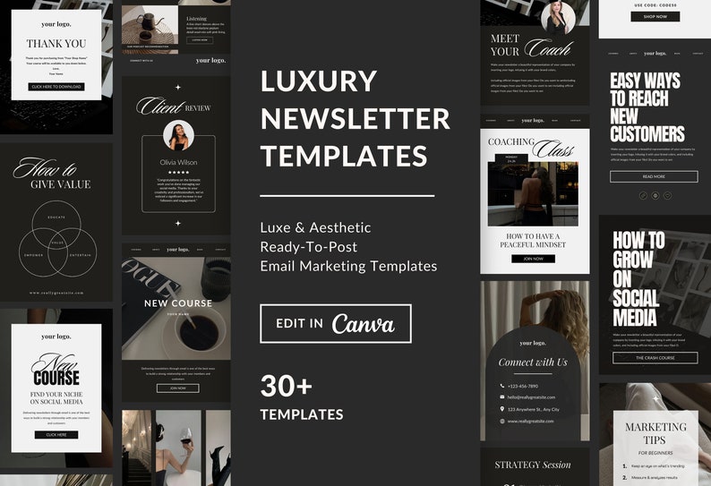 Aesthetic Elegant Email Newsletter Canva Template for Social Media ...