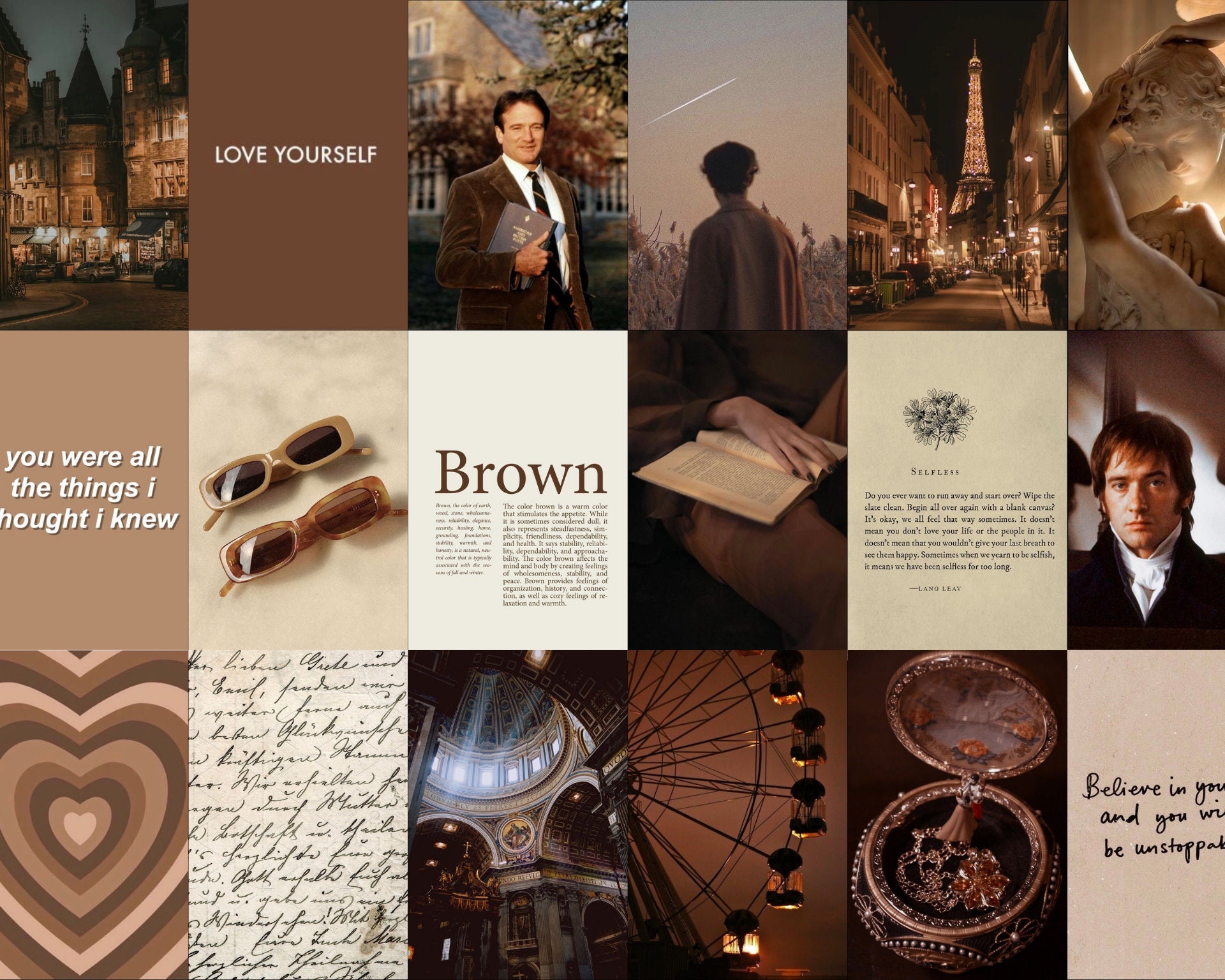 111 PCS Brown Aesthetic Wall Collage Kit Boujee Beige Wall | Etsy India