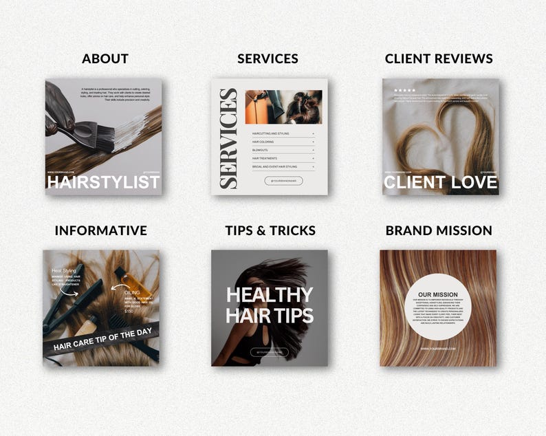 120 Hair Instagram Post Template | Hair Salon Social Media Template ...