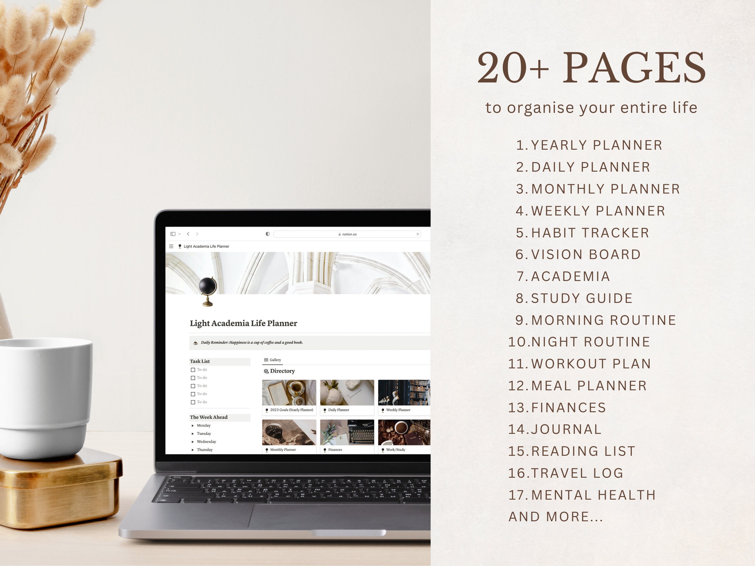 Light Academia Notion Planner, All in One Notion Template, Personal ...