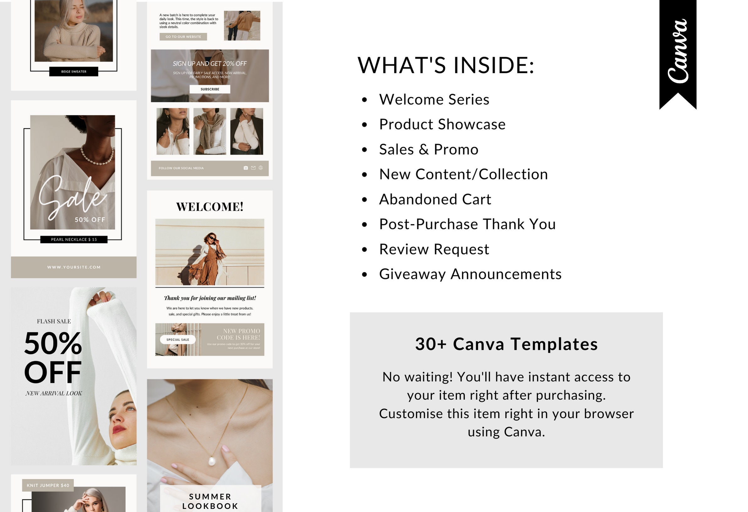 Email Marketing Template Canva Bundle for Fashion Ecommerce, Fully ...