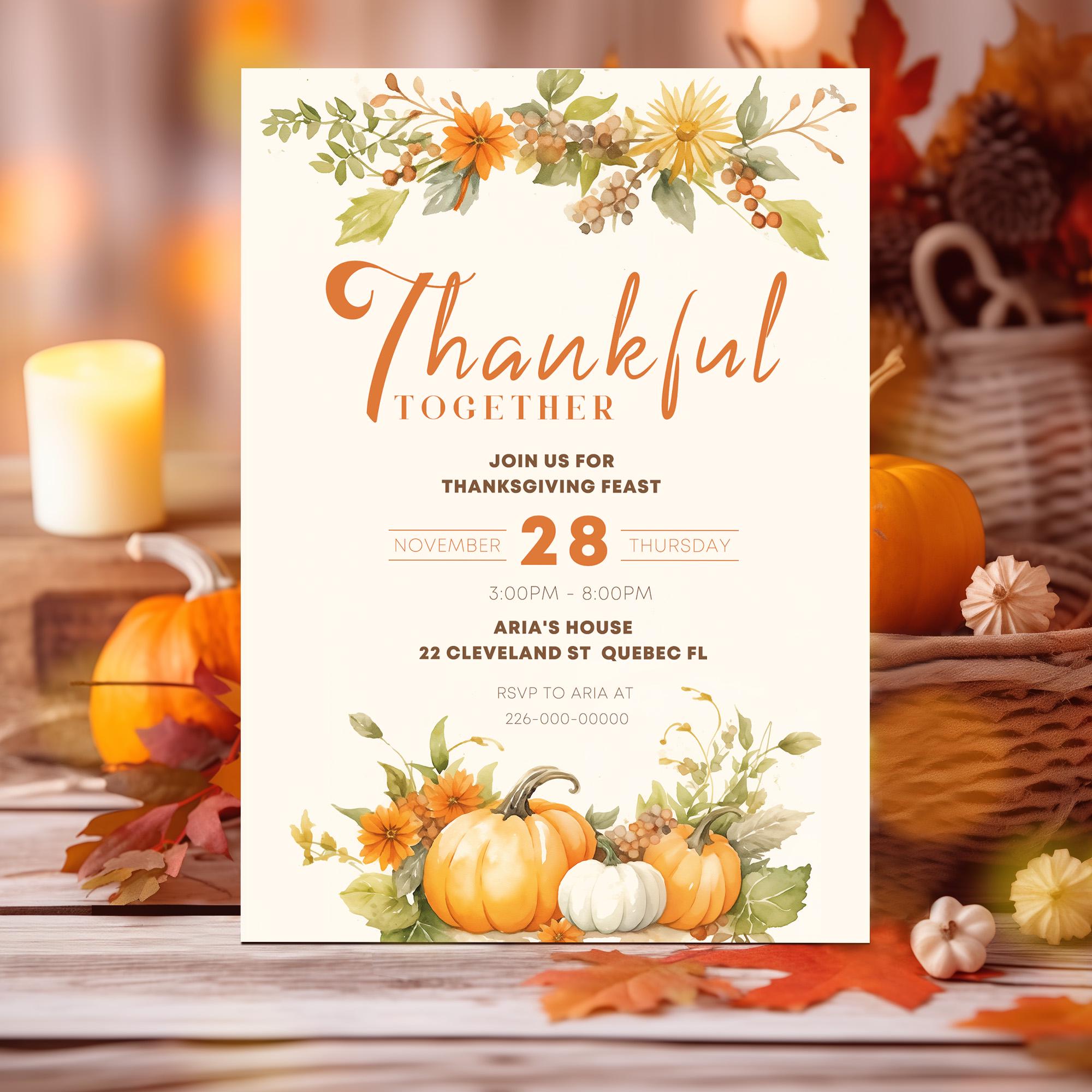 Thanksgiving Invitation | Editable Digital Download | Thanksgiving ...