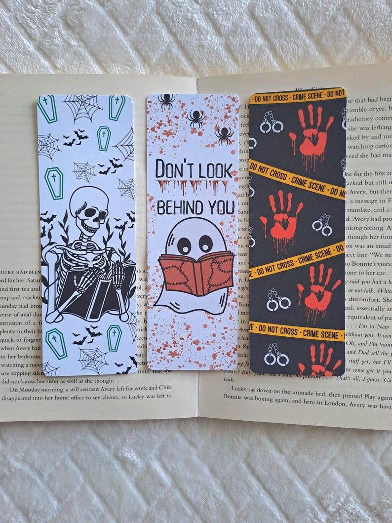Thriller Bookmarks: Horror, Crime Scene Designs, Gift for Booklover ...