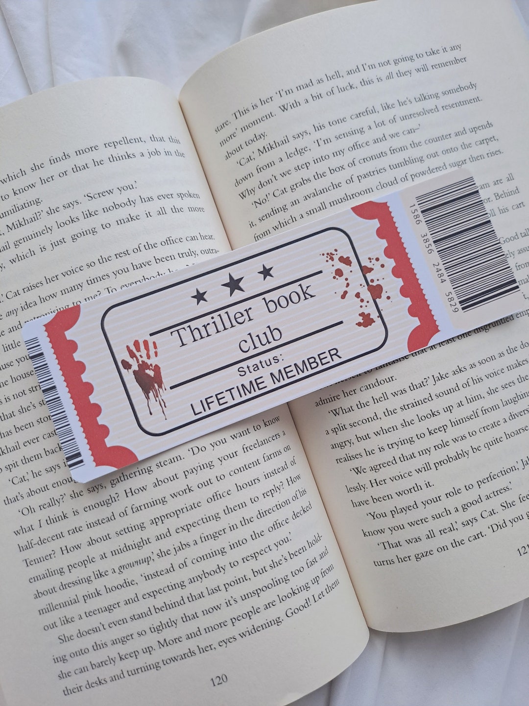 Thriller Book Lover Club Bookmark - Bookmark Ticket | Gift for Bookworm ...