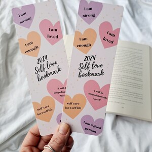 2024 Self Love Affirmations Bookmark Mental Health Awareness Positivity ...