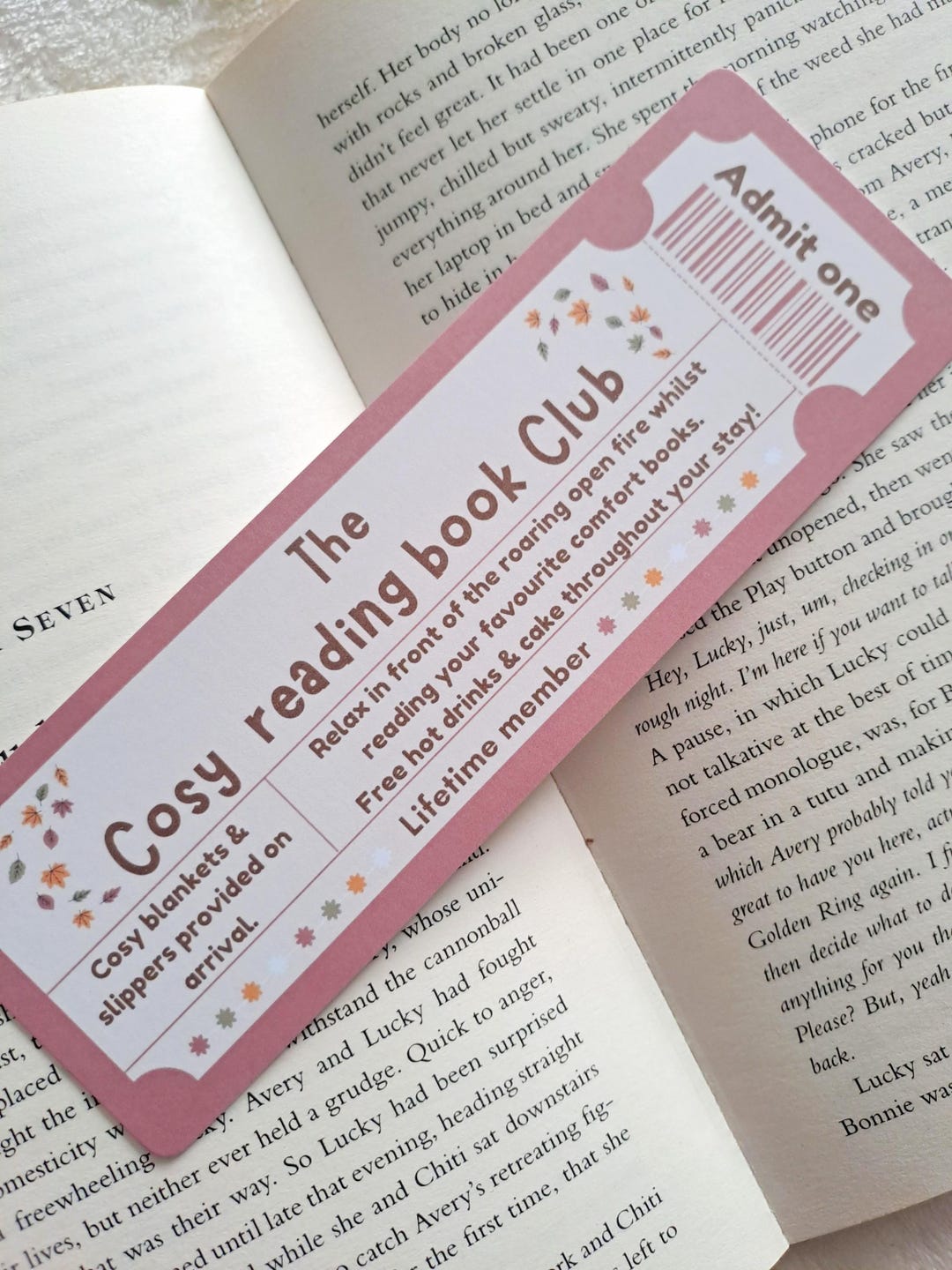 The Cosy Reading Club Bookmark - Autumn Ticket Bookmark | Reading ...