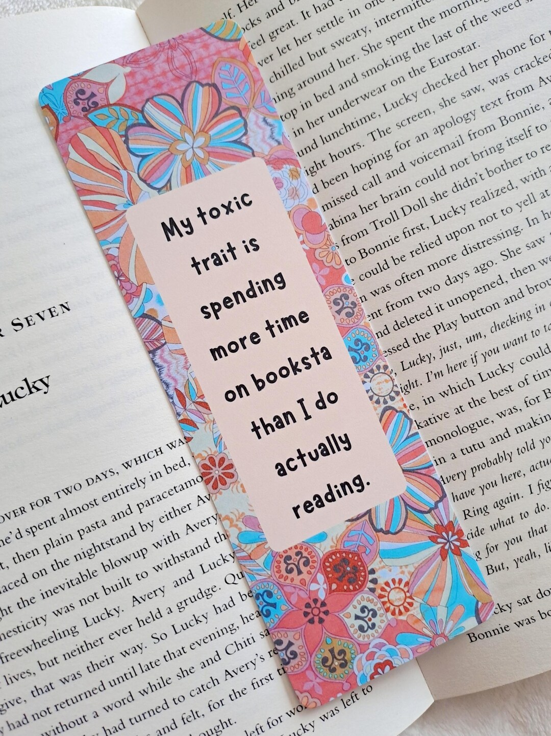 My Toxic Trait Is.. Bookish Addition Bookmark Retro Flower Print ...