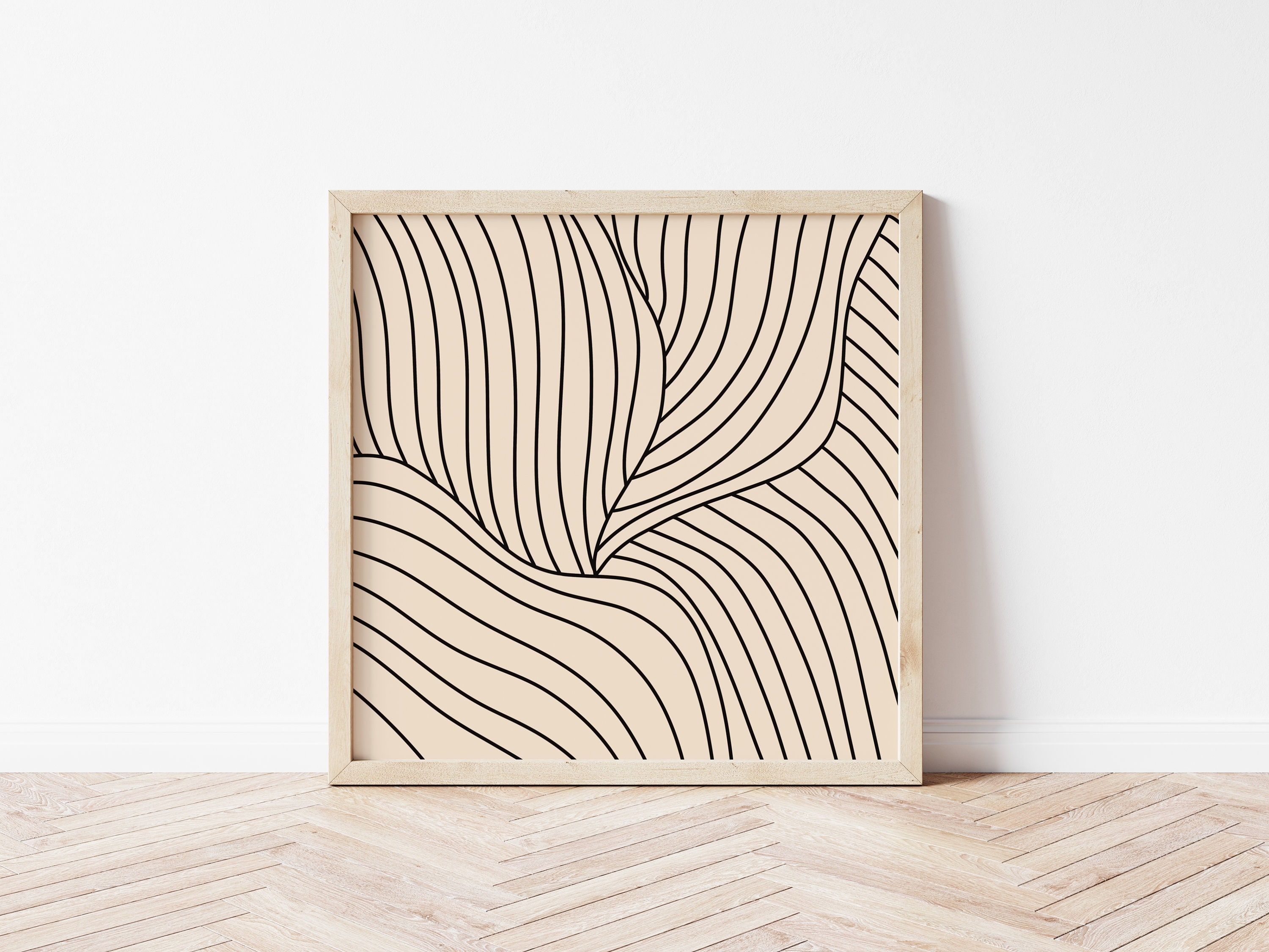 Square Wall Art, Abstract Shape Art Print, Beige Art Print, Large ...