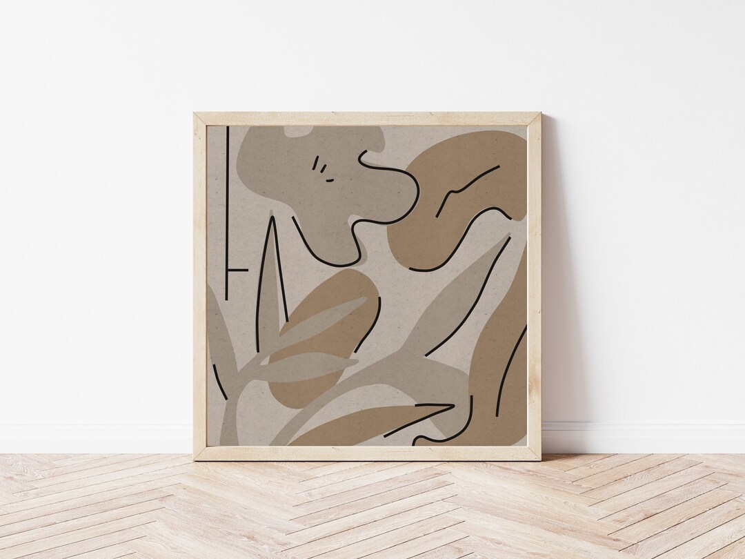 Square Wall Art, Abstract Shape Art Print, Beige Art Print, Large ...