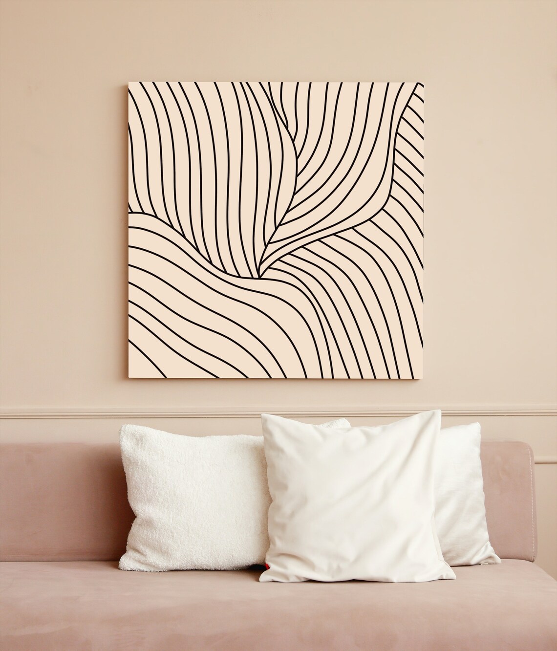 Square Wall Art, Abstract Shape Art Print, Beige Art Print, Large ...