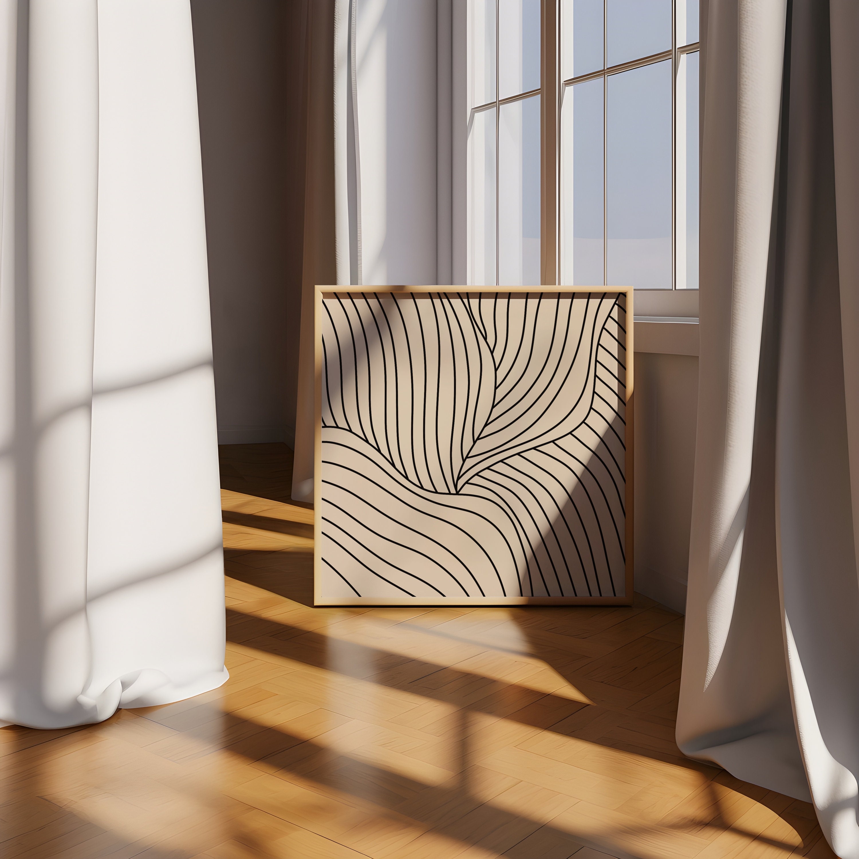 Square Wall Art, Abstract Shape Art Print, Beige Art Print, Large ...