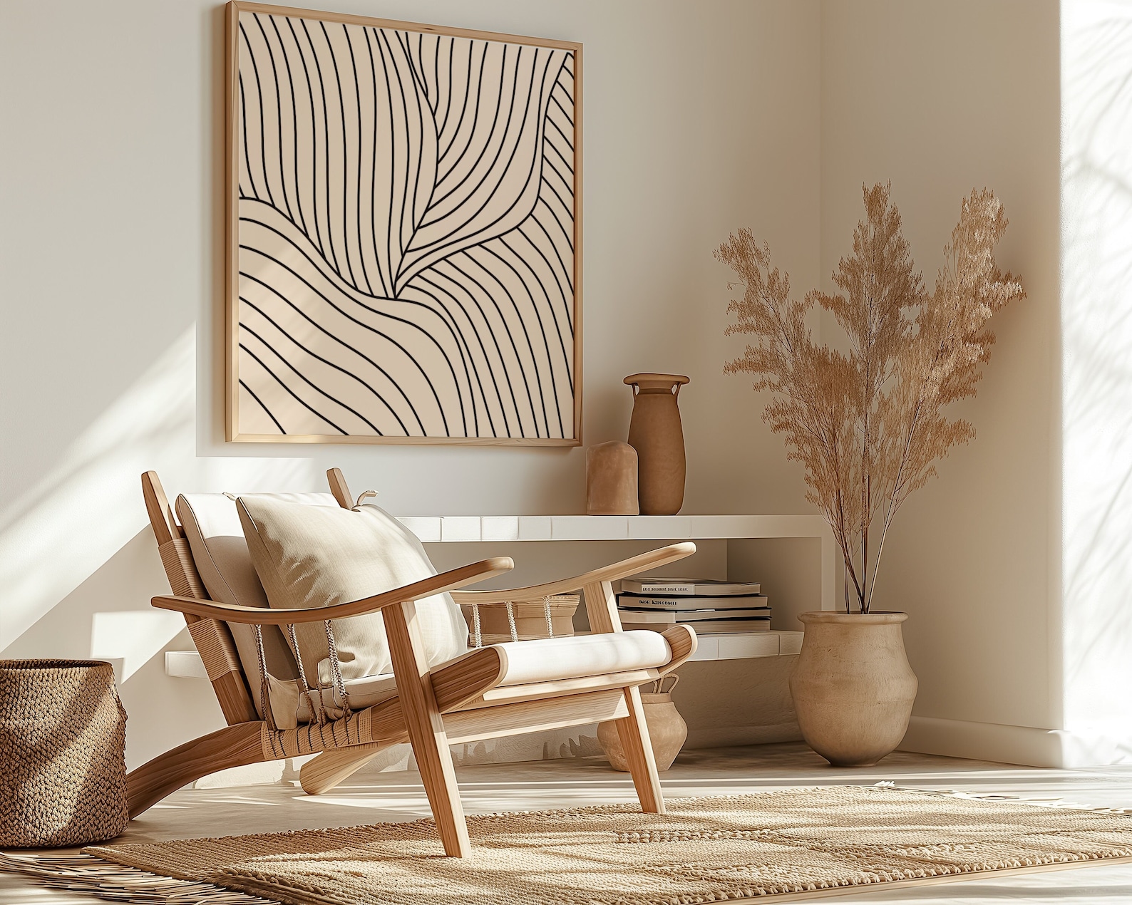 Square Wall Art, Abstract Shape Art Print, Beige Art Print, Large ...