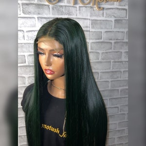 Bone Straight Long Black Hair Wig HD Full Lace Frontal Wig - Etsy
