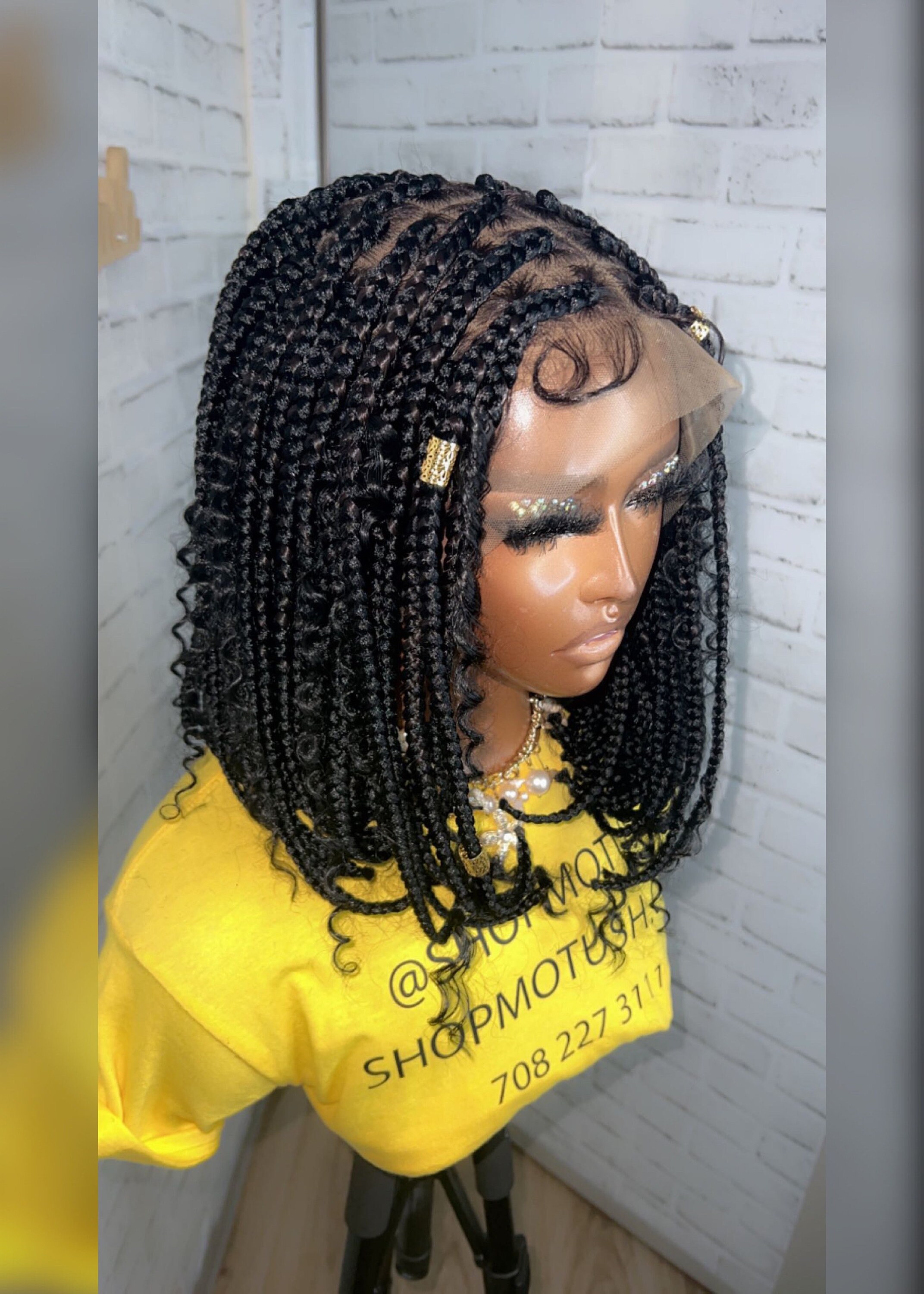 Boho Braided Wigs short Knotless Braids boho Knotless Braids - Etsy