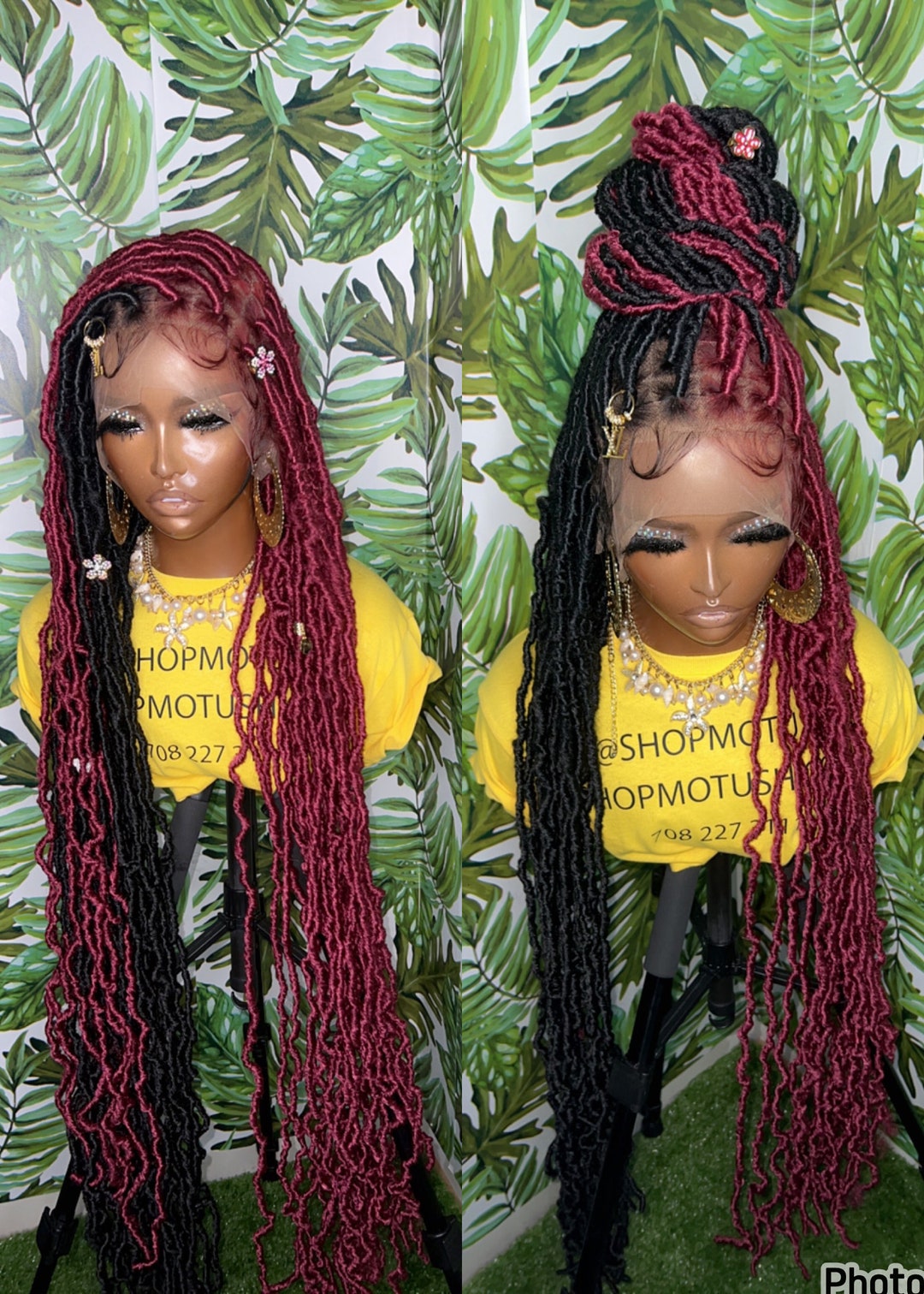 Dreadlocks Faux Locs Braided Wig Distressed Locs Full Lace Wig Cornrow ...