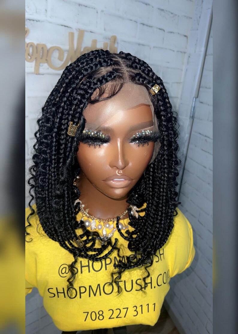 Boho Braided Wigs short Knotless Braids boho Knotless Braids - Etsy