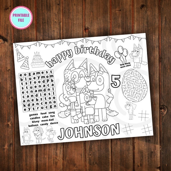 Bluey Activity Sheet Bluey Coloring Sheets Bluey Birthday | Etsy