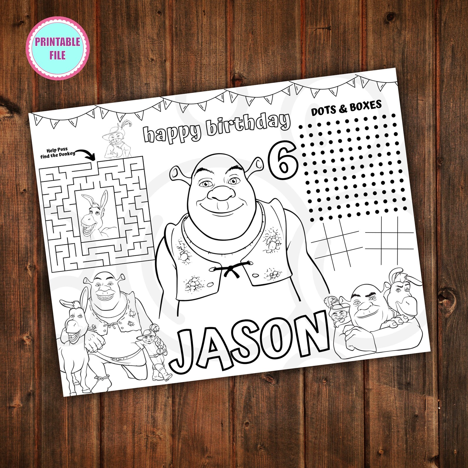 Shrek Activity Sheet Shrek Coloring Sheets Shrek Birthday | Etsy Canada