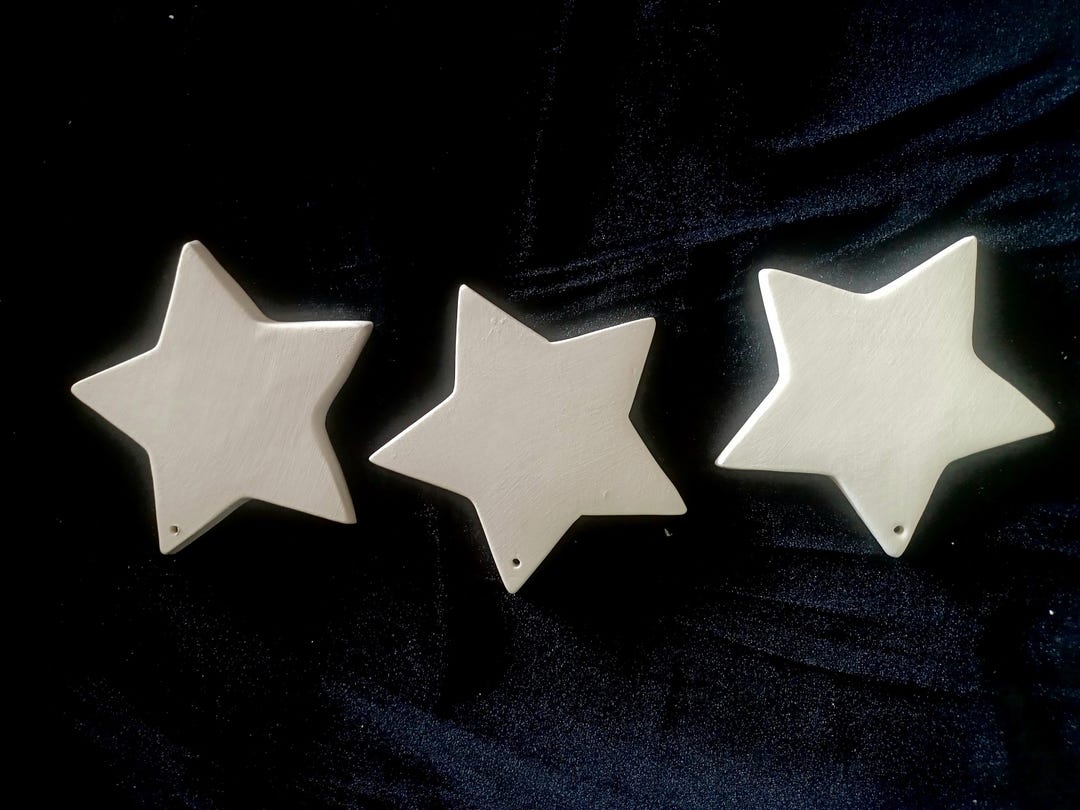 Set of Three Ready to Paint Ceramic Stars Ornaments - Etsy