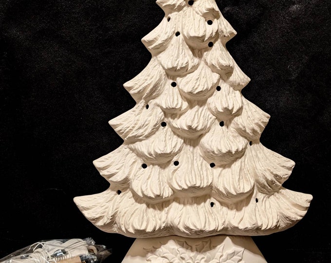 Vintage Style Lighted Christmas Tree 16 Inch Bisque Christmas Tree DIY ...