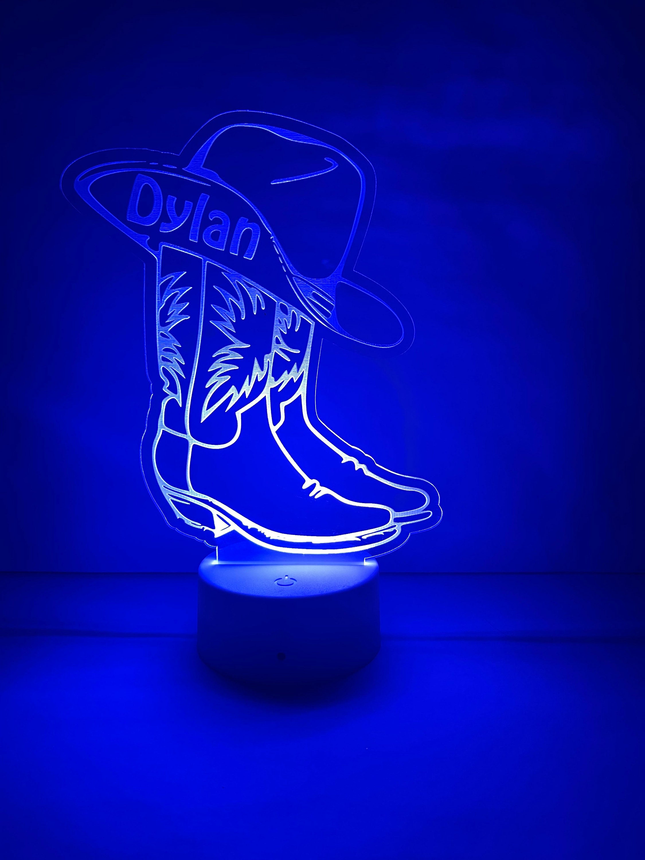 Personalized Western Cowboy/cowgirl Boot LED Night Light for Kids ...