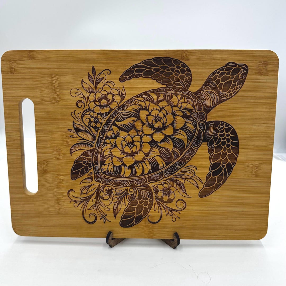 Laser Engraved Sea Turtle Bamboo Cutting Board - Etsy