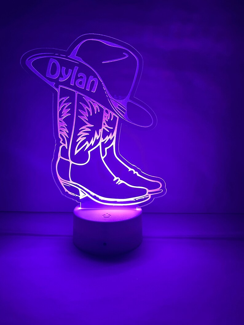 Personalized Western Cowboy/cowgirl Boot LED Night Light for Kids ...