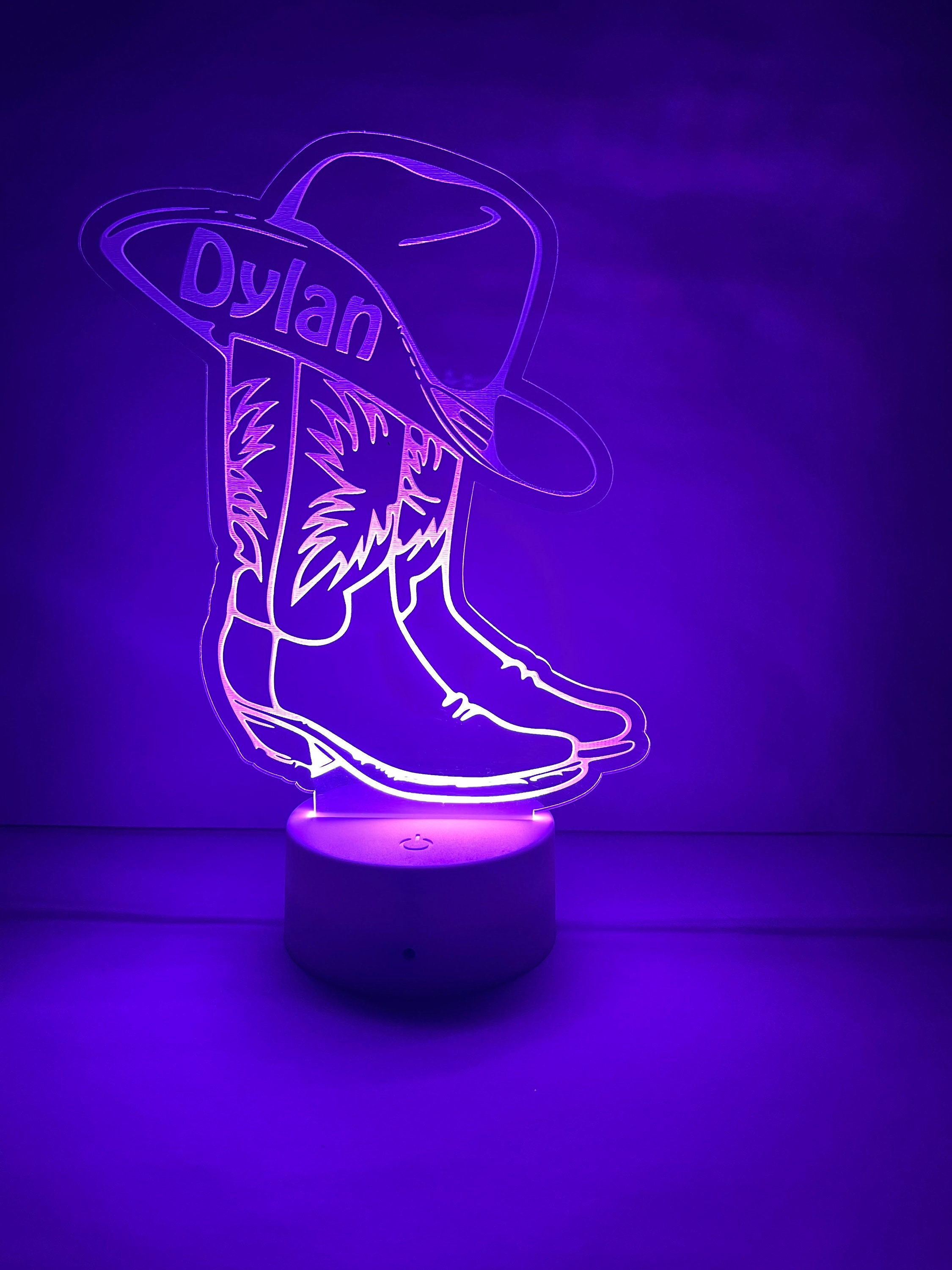 Personalized Western Cowboy/cowgirl Boot LED Night Light for Kids ...