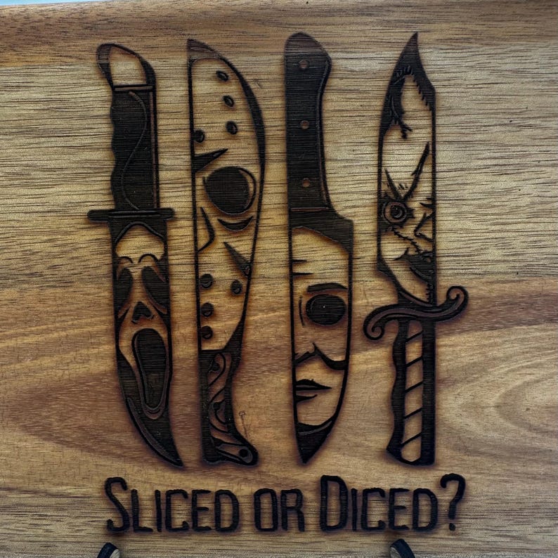 Sliced or Diced? Horror-themed Laser Engraved Cutting Board - Etsy