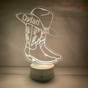 Personalized Western Cowboy/cowgirl Boot LED Night Light for Kids ...