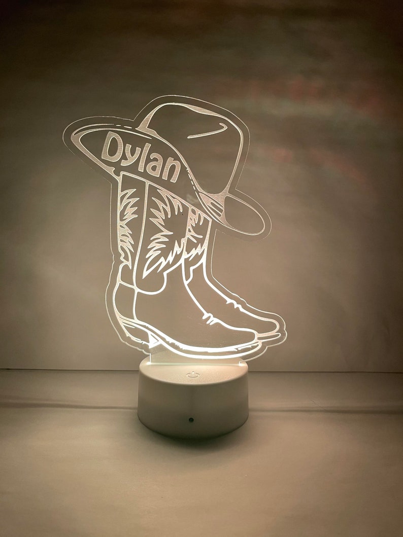 Personalized Western Cowboy/cowgirl Boot LED Night Light for Kids ...