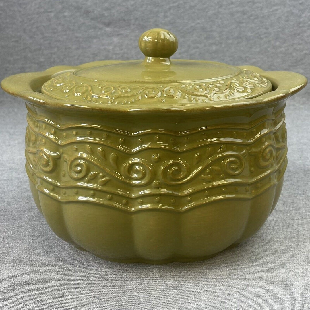 Celebrating Home Stoneware Collection Venetian Green Ceramic Casserole ...