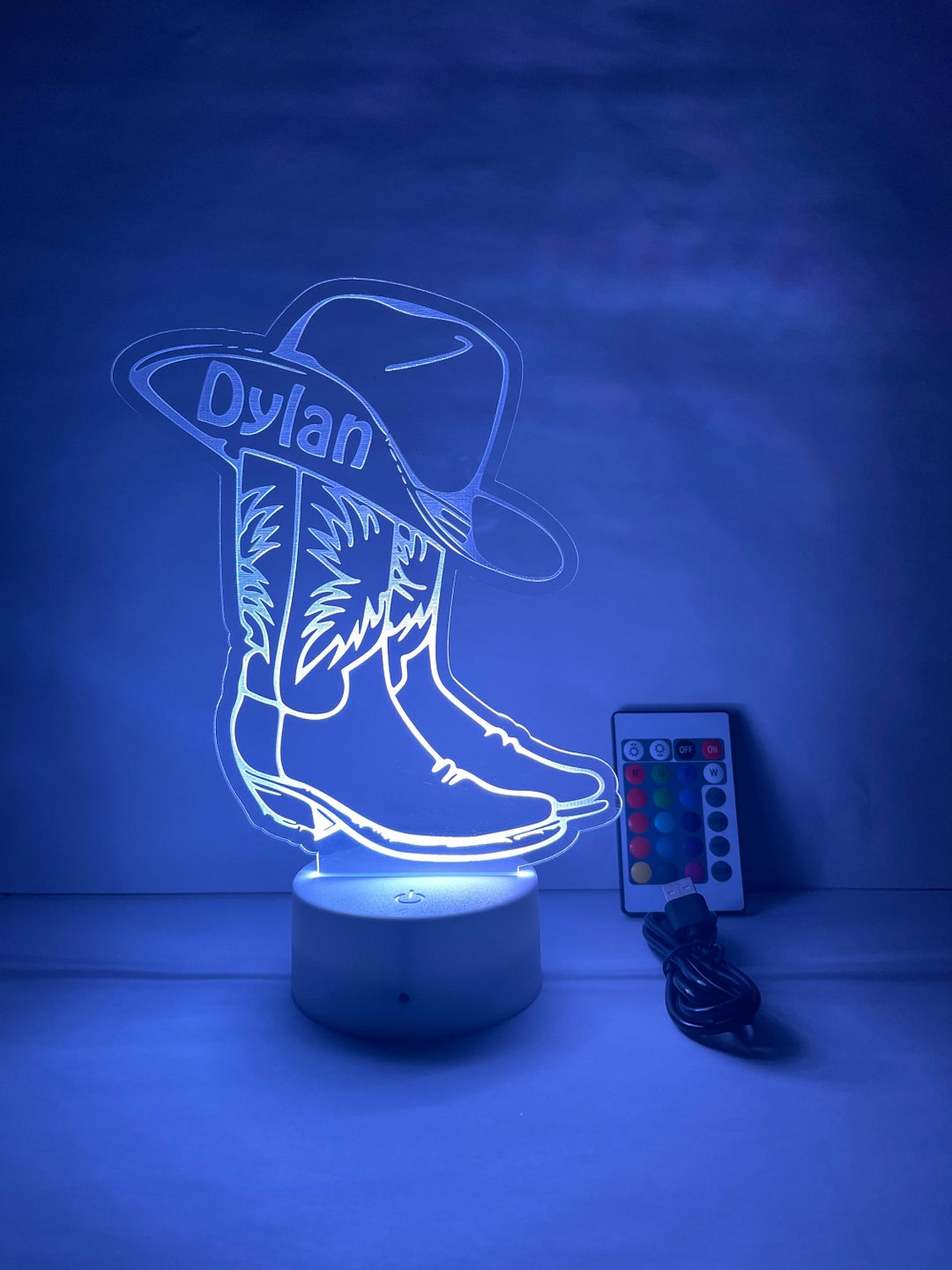 Personalized Western Cowboy/cowgirl Boot LED Night Light for Kids ...