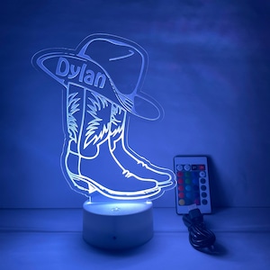 Personalized Western Cowboy/cowgirl Boot LED Night Light for Kids ...