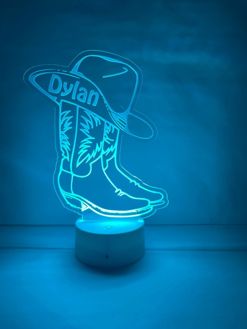 Personalized Western Cowboy/cowgirl Boot LED Night Light for Kids ...