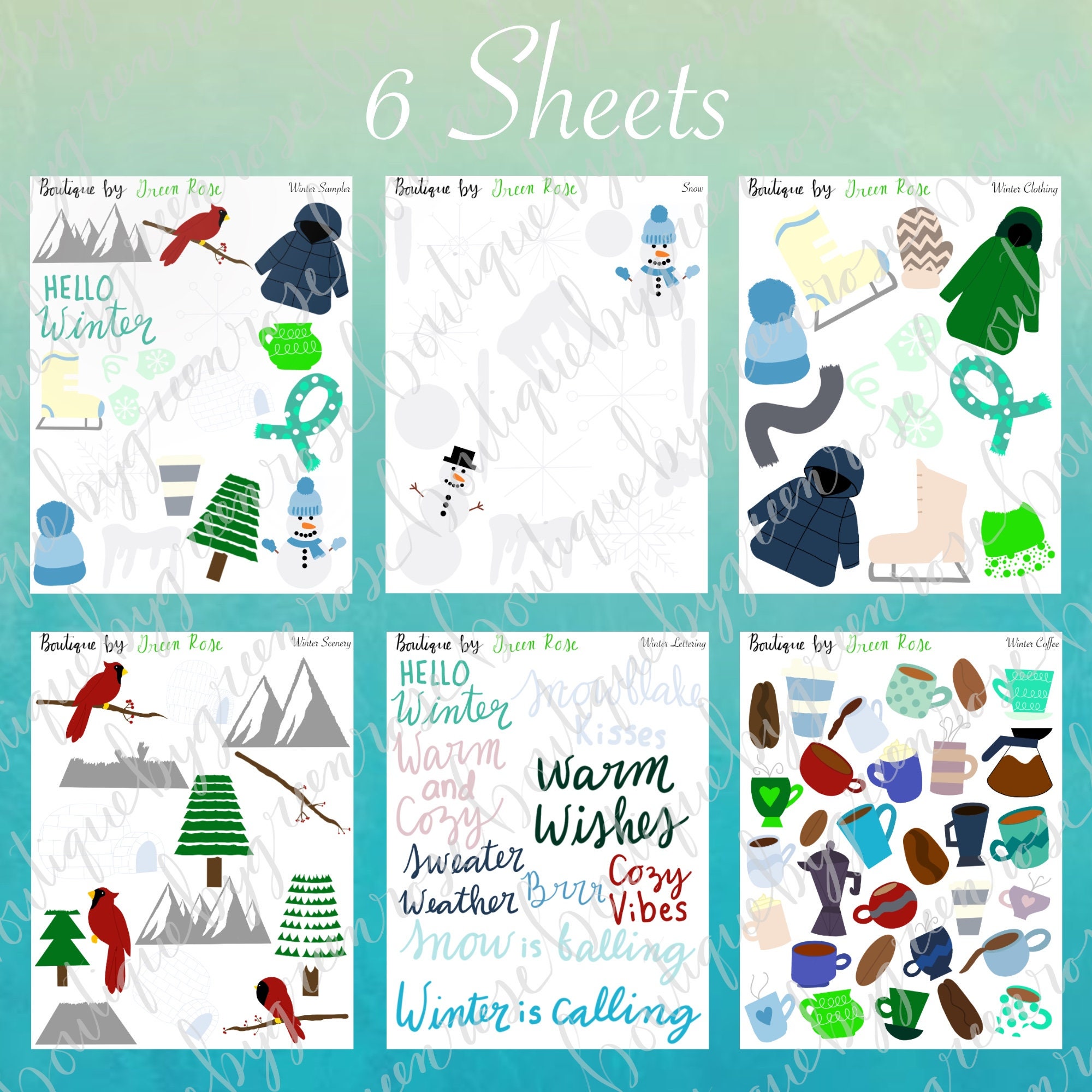 Digital or Printable Planner Stickerswinter Pack - Etsy