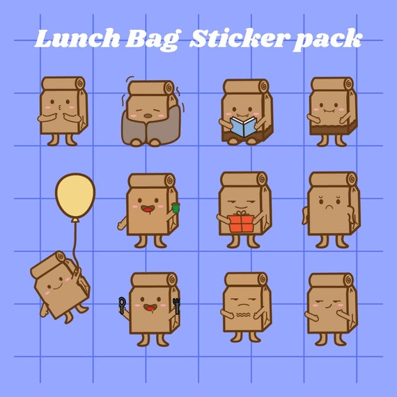 Digital Stickers Lunch Sticker Pack Emoticons and Notepad - Etsy